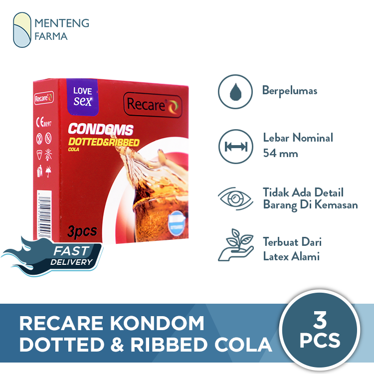 Kondom Recare Dotted And Ribbed Cola 3 Pcs Kondom Bertekstur Dot Dan B 3418