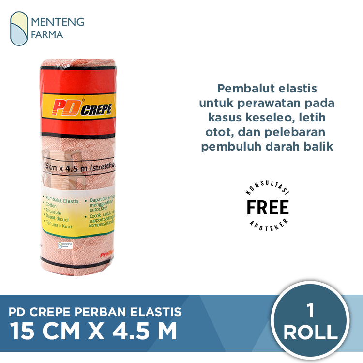 PD Crepe Perban Elastis 15 CM x 4.5 M - Perban Kain Cedera Keseleo – Apotek