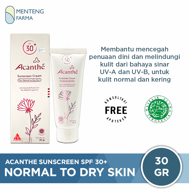 Acanthe Sunscreen SPF 30 For Normal to Dry Skin - Tabir Surya Kulit No ...