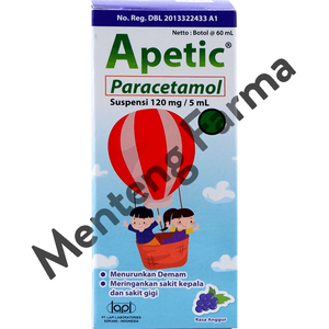 Apetic Suspensi 60 mL - Obat Demam dan Nyeri Anak Rasa Anggur – Apotek