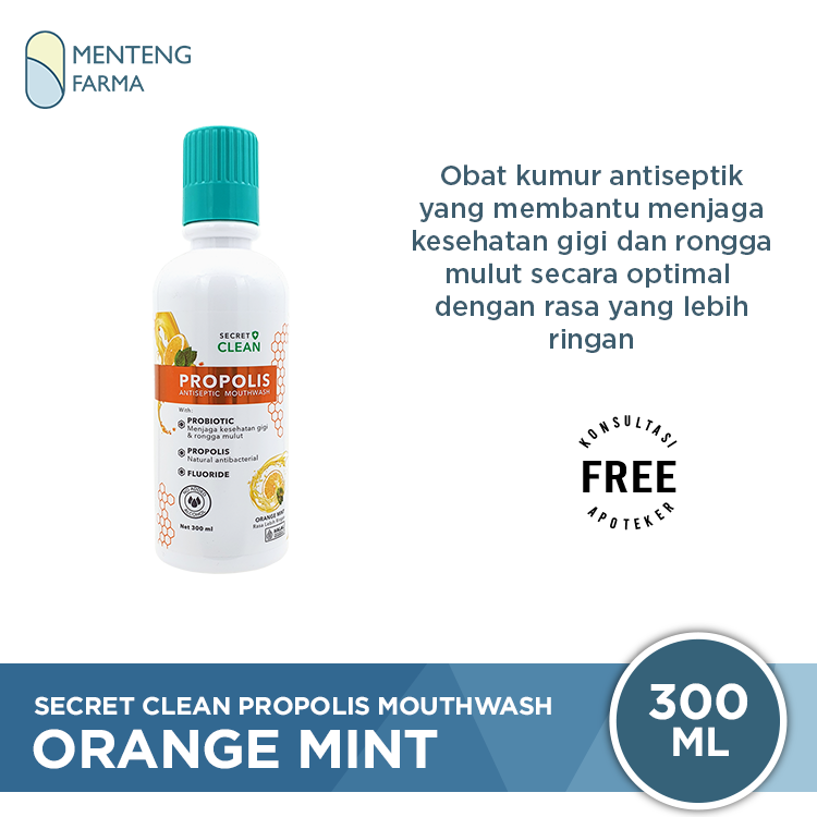 Secret Clean Propolis Antiseptic Mouthwash Orange Mint 300 mL - Obat K ...