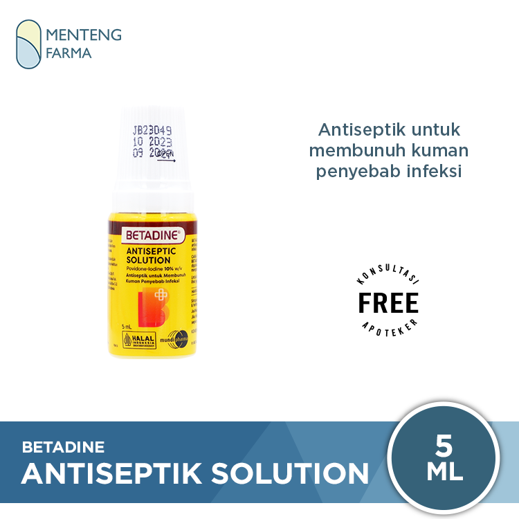 Betadine 5 mL - Antiseptik untuk Luka Lecet, Luka Jatuh, Luka Gores ...