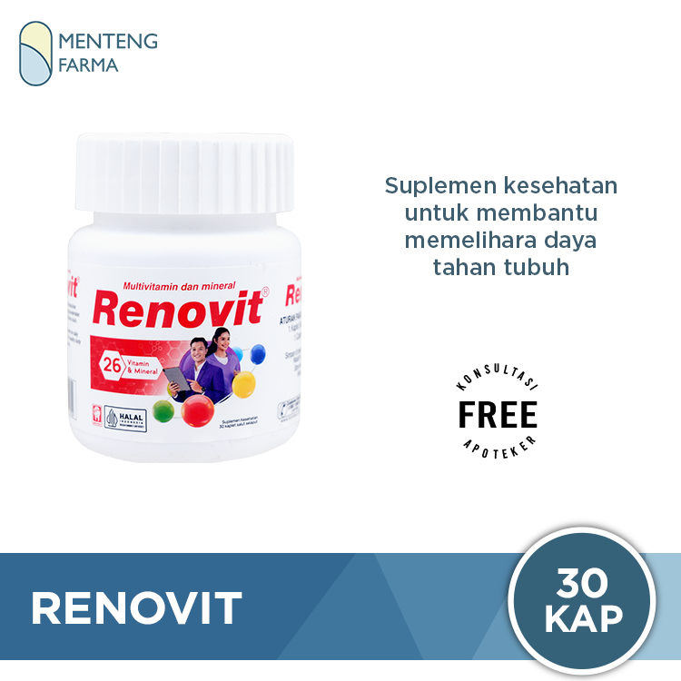 Renovit 30 Kaplet - Suplemen Multivitamin Lengkap, Menjaga Imun Tubuh ...