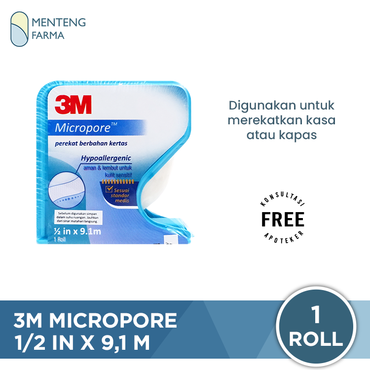 Plaster Roll 3M Nexcare Micropore 1/2 In x 9.1 m - Plaster Perban Luka ...