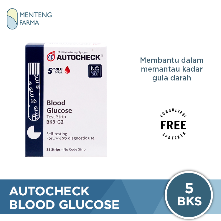 Strip Autocheck Glucose Isi 25 Strip - Alat Tes Strip Gula Darah – Apotek