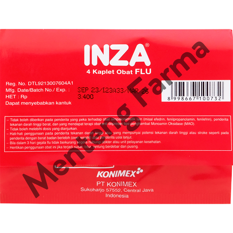 Inza 4 Kaplet - Meringankan Gejala Flu – Apotek