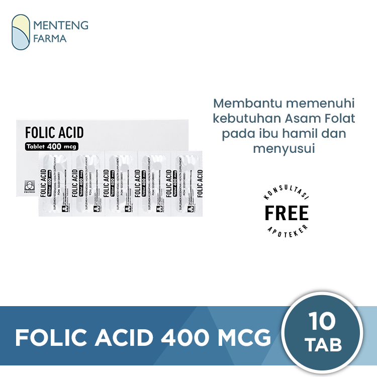 Folic Acid 400 mcg 10 Tablet - Suplemen Ibu Hamil – Apotek