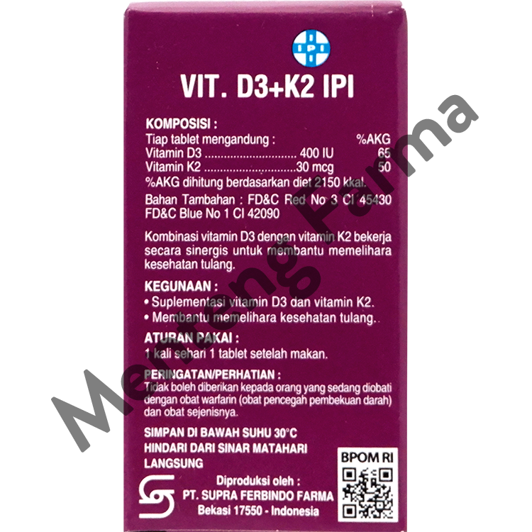 IPI Vitamin D3 + K2 25 Tablet - Suplemen Vitamin D3 dan K2 – Apotek