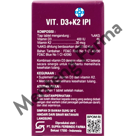 IPI Vitamin D3 + K2 25 Tablet - Suplemen Vitamin D3 dan K2 – Apotek