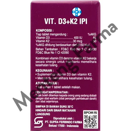 IPI Vitamin D3 + K2 25 Tablet - Suplemen Vitamin D3 dan K2 – Apotek