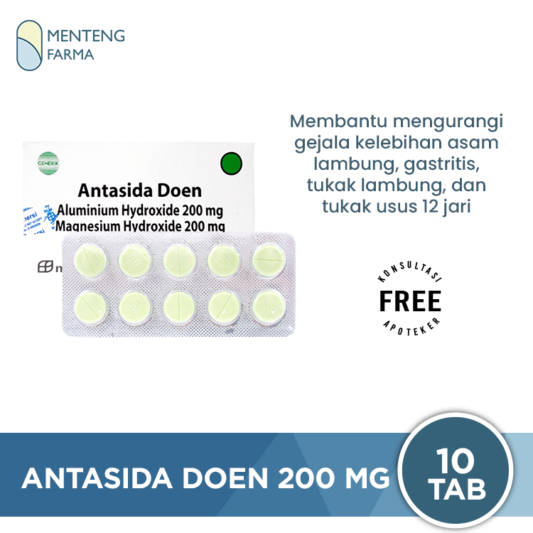 Antasida Doen 200 Mg 10 Tablet - Obat Maag Asam Lambung Nyeri Ulu Hati ...