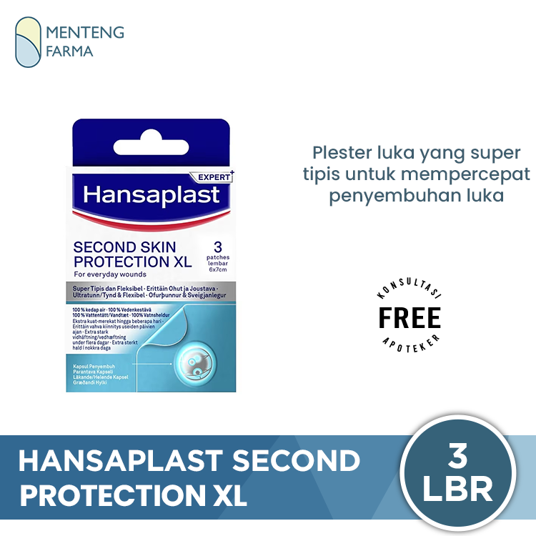 Hansaplast Second SKIN Protection XL 3 Lembar - Plester Super Tipis ...
