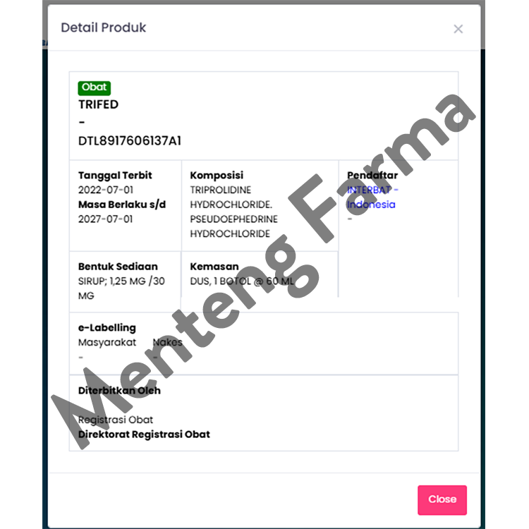 Trifed Sirup 60 mL - Obat Pilek Flu Karena Alergi – Apotek