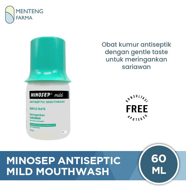 Minosep Mild Antiseptic Mouthwash 60 mL - Obat Kumur Antiseptik untuk ...