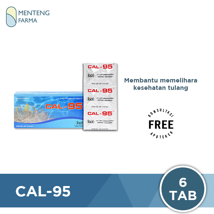 Cal-95 Strip 6 Kaplet - Suplemen Kalsium Tulang – Apotek