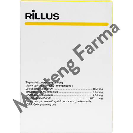 Rillus Strip 6 Tablet - Suplemen Pencernaan, Diare, Sembelit, Kolik ...