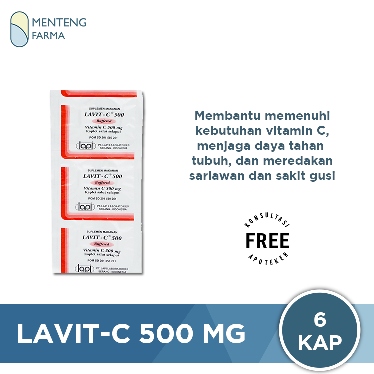Lavit C 500mg (Buffered) 6 Kaplet - Suplemen Vitamin C Aman di Lambung ...