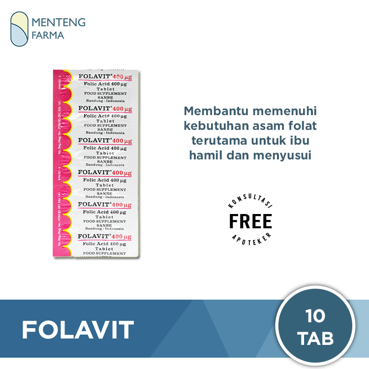 Folavit 400 Mcg Strip 10 Tablet - Suplemen Asam Folat Ibu Hamil – Apotek