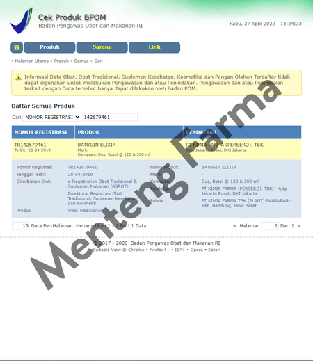 Batugin Elixir 120 mL - Obat Kesehatan Ginjal – Apotek