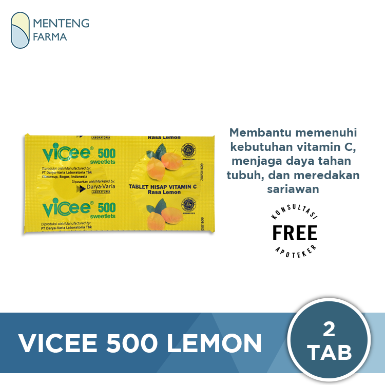 Vicee 500 Mg Lemon 2 Tablet - Tablet Hisap Vitamin C 500 Mg – Apotek