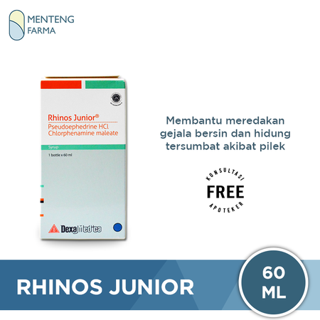 Rhinos Junior Syrup 60 mL - Obat Flu, Pilek, Demam, Hidung Tersumbat ...