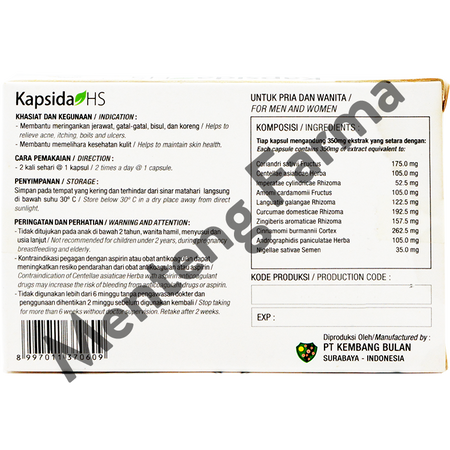 Kapsida HS 12 Kapsul - Obat Gatal dan Jerawat dengan Ekstrak Jintan Hi ...