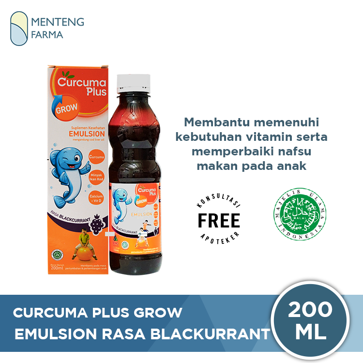 Curcuma Plus Grow Emulsion Rasa Blackcurrant 200 mL - Vitamin Anak – Apotek