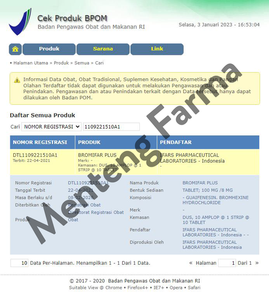 Bromifar Plus 10 Kaplet - Obat Batuk Berdahak – Apotek