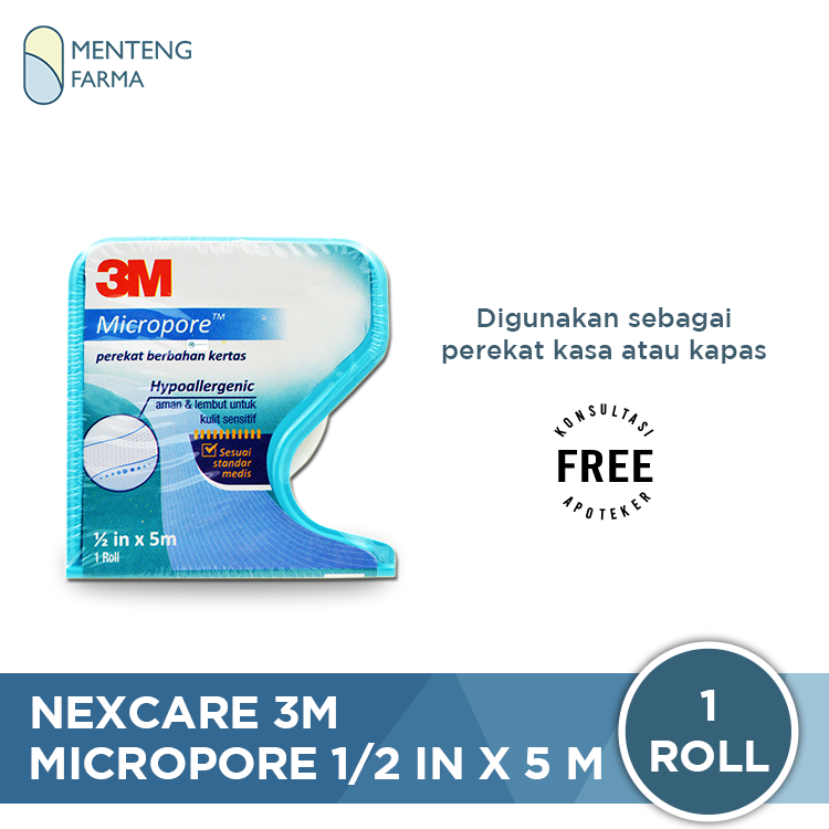 Plaster Roll 3M Nexcare Micropore 1/2 In x 5 m - Plaster Perban Luka ...