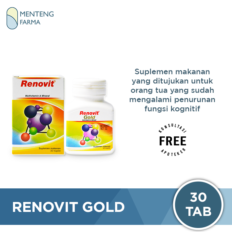 Renovit Gold 30 Kaplet - Suplemen Multivitamin Khusus Orang Tua – Apotek