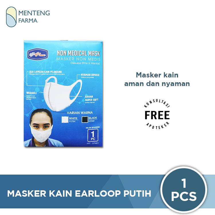 Masker Kain Gtman Non Medis Earloop Putih – Apotek