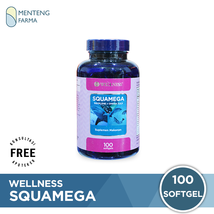Wellness Squamega Isi 100 Kapsul - Suplemen Squalene dan Omega 3, 6, 9 ...