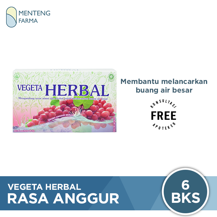 Vegeta Herbal Rasa Anggur 6 Sachet - Kaya Serat Untuk Melancarkan BAB ...
