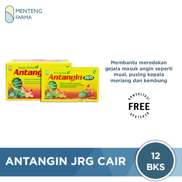 Antangin JRG Cair 12 Sachet - Sirup Masuk Angin, Meriang, Mual, Pusing ...