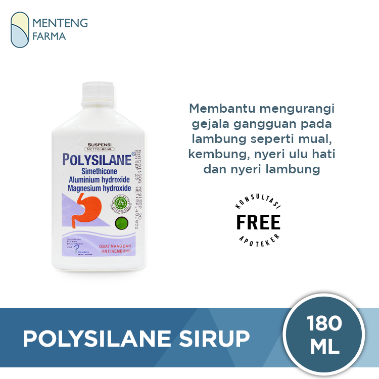 Polysilane Sirup 180 mL - Pereda Nyeri Maag, Asam Lambung, Kembung – Apotek
