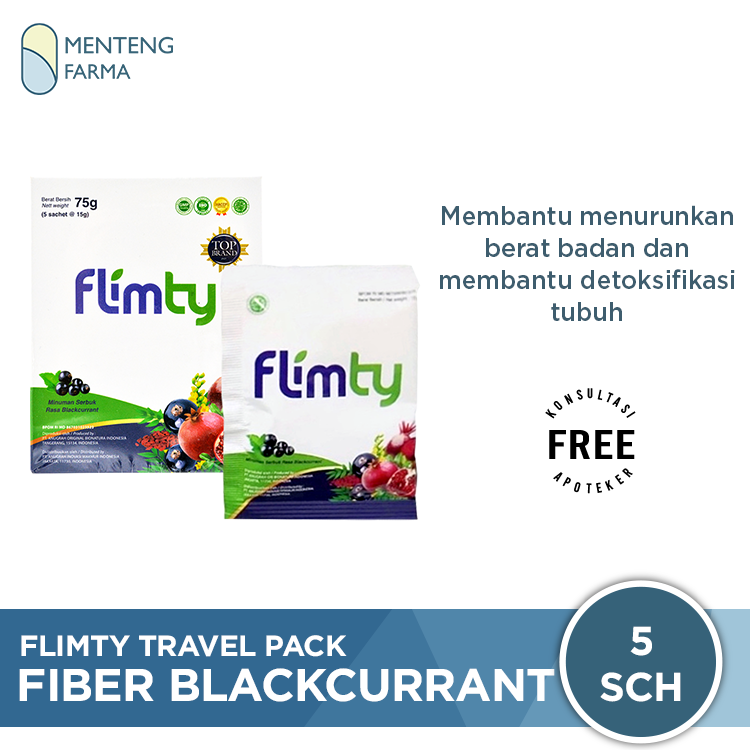 Flimty Fiber Blackcurrant Travel Pack 5 Sachet - Pelangsing Diet Detox ...
