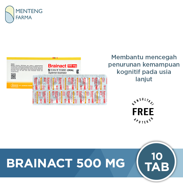 Brainact 500 mg 10 Tablet - Suplemen Kesehatan Otak dan Daya Ingat – Apotek