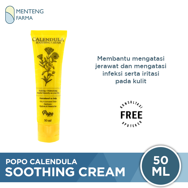 Popo Calendula Soothing Cream 50 mL - Krim Eczema Eksim Kulit Kering ...