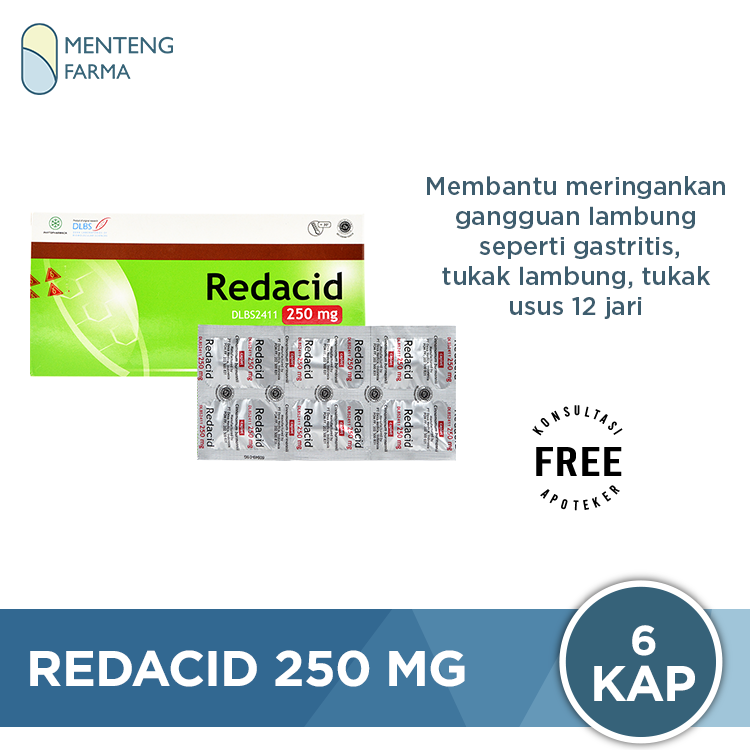 Redacid 250 mg 6 Kaplet - Meringankan Gangguan Pada Lambung – Apotek