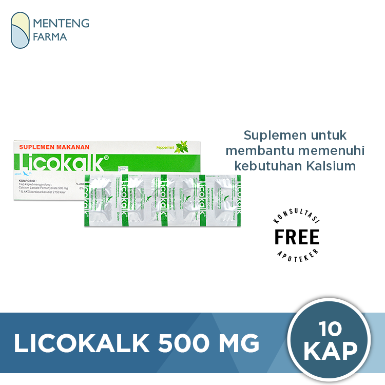 Licokalk 500 mg 10 Kaplet - Suplemen Kalsium – Apotek